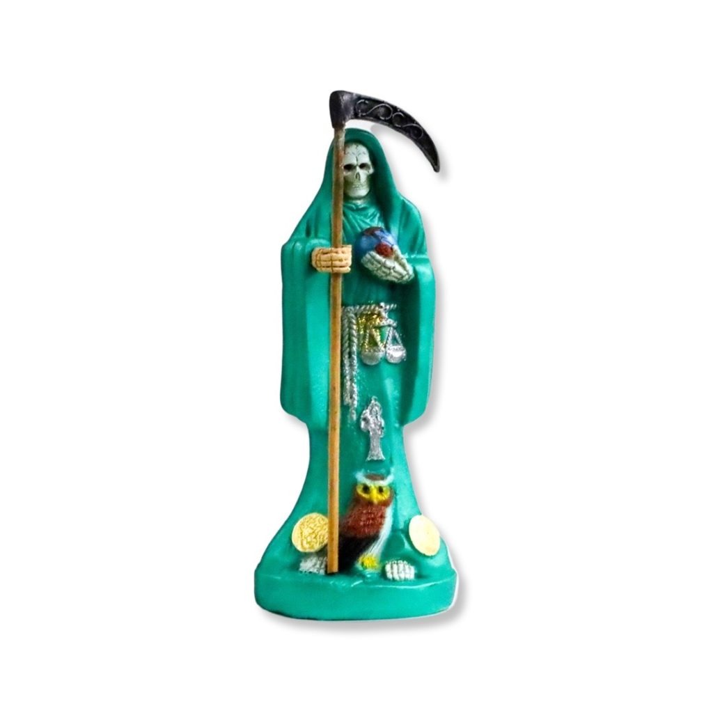 SANTA MUERTE GREEN 12" STANDING STATUE - Papa Jim's Botanica