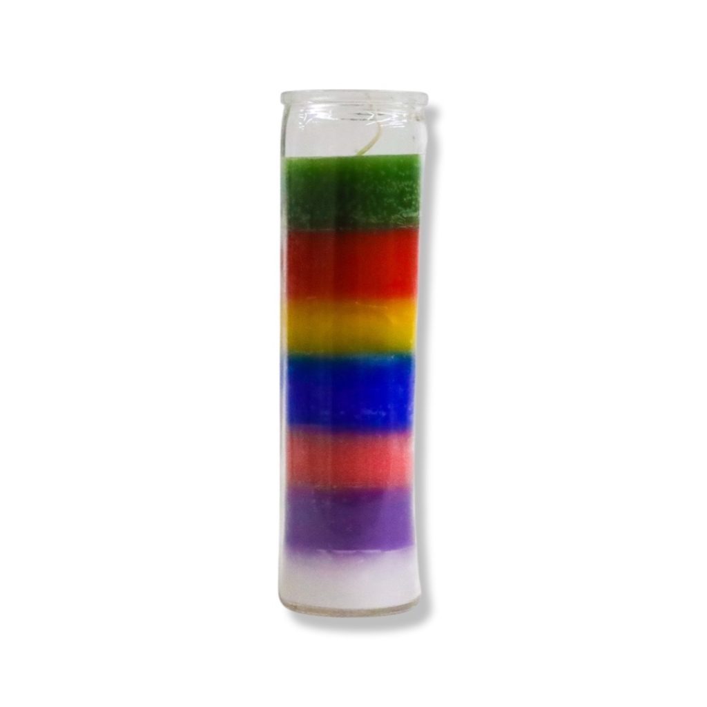 SEVEN COLOR 7 DAY GLASS CANDLE - Papa Jim's Botanica