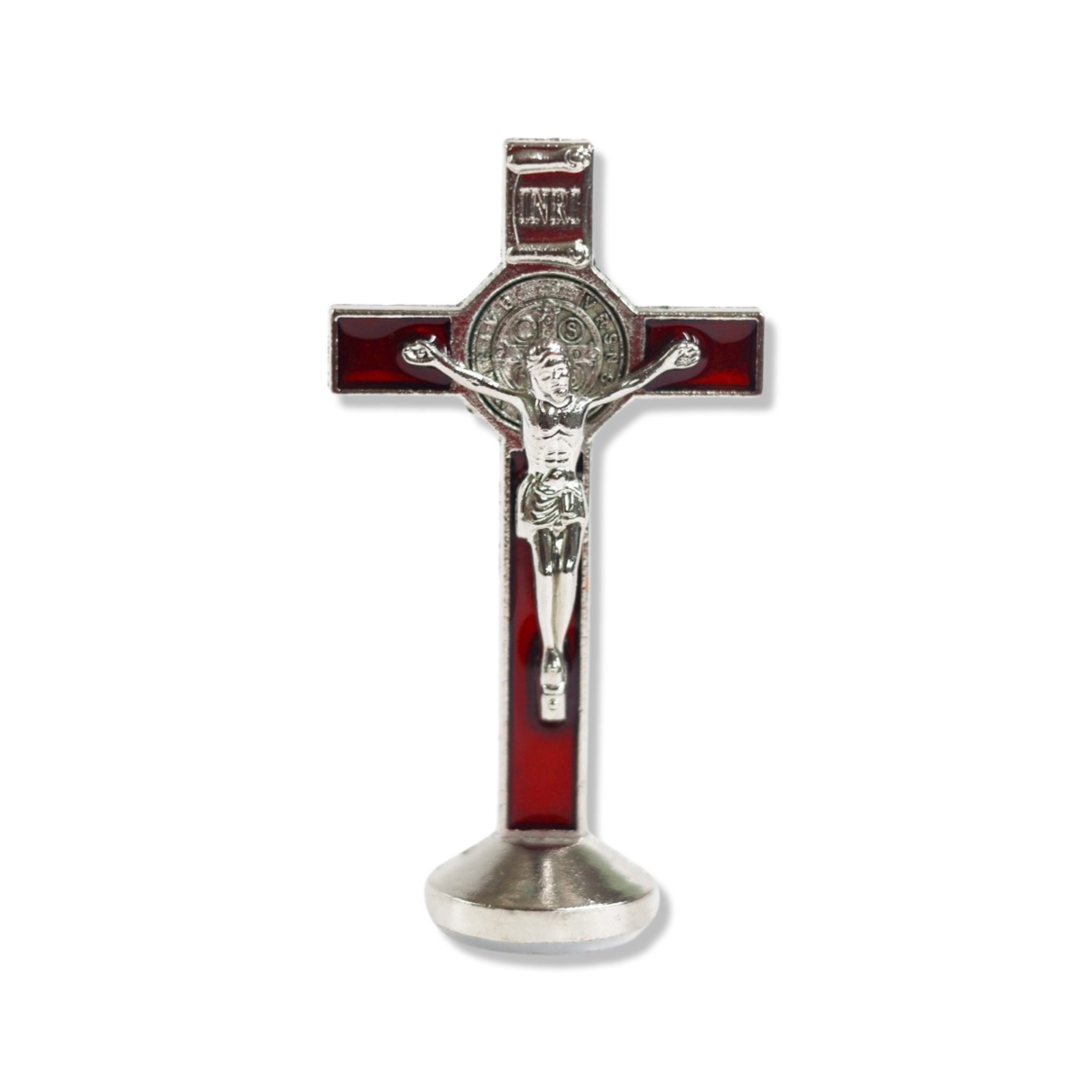 ST. BENEDICT CAR CRUCIFIX RED - Papa Jim's Botanica
